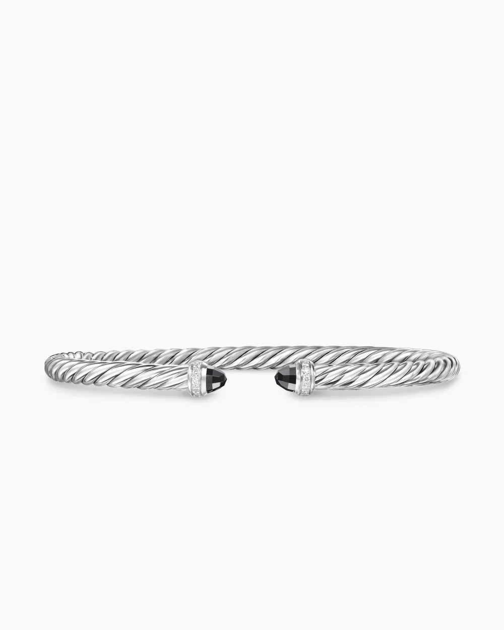 Cable Flex® Bracelet Sterling Silver with Black Onyx and Diamonds, 4mm ...